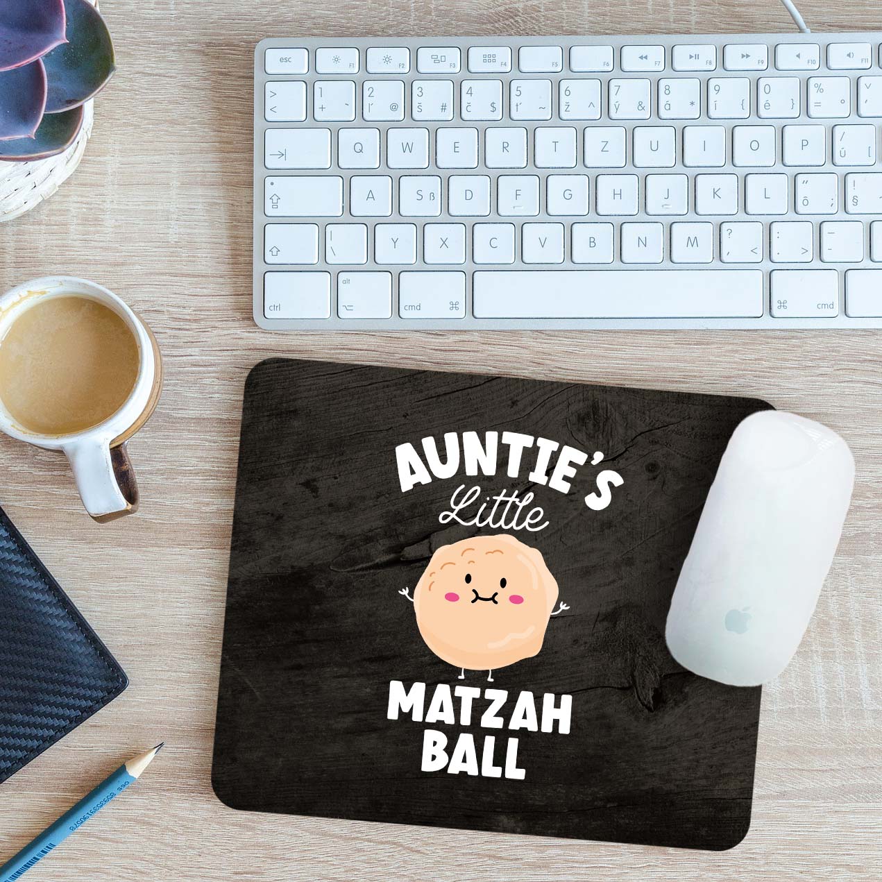 Passover Jewish Mouse Mat Pad Auntie's Little Matzah Ball Gift 24cm x ...