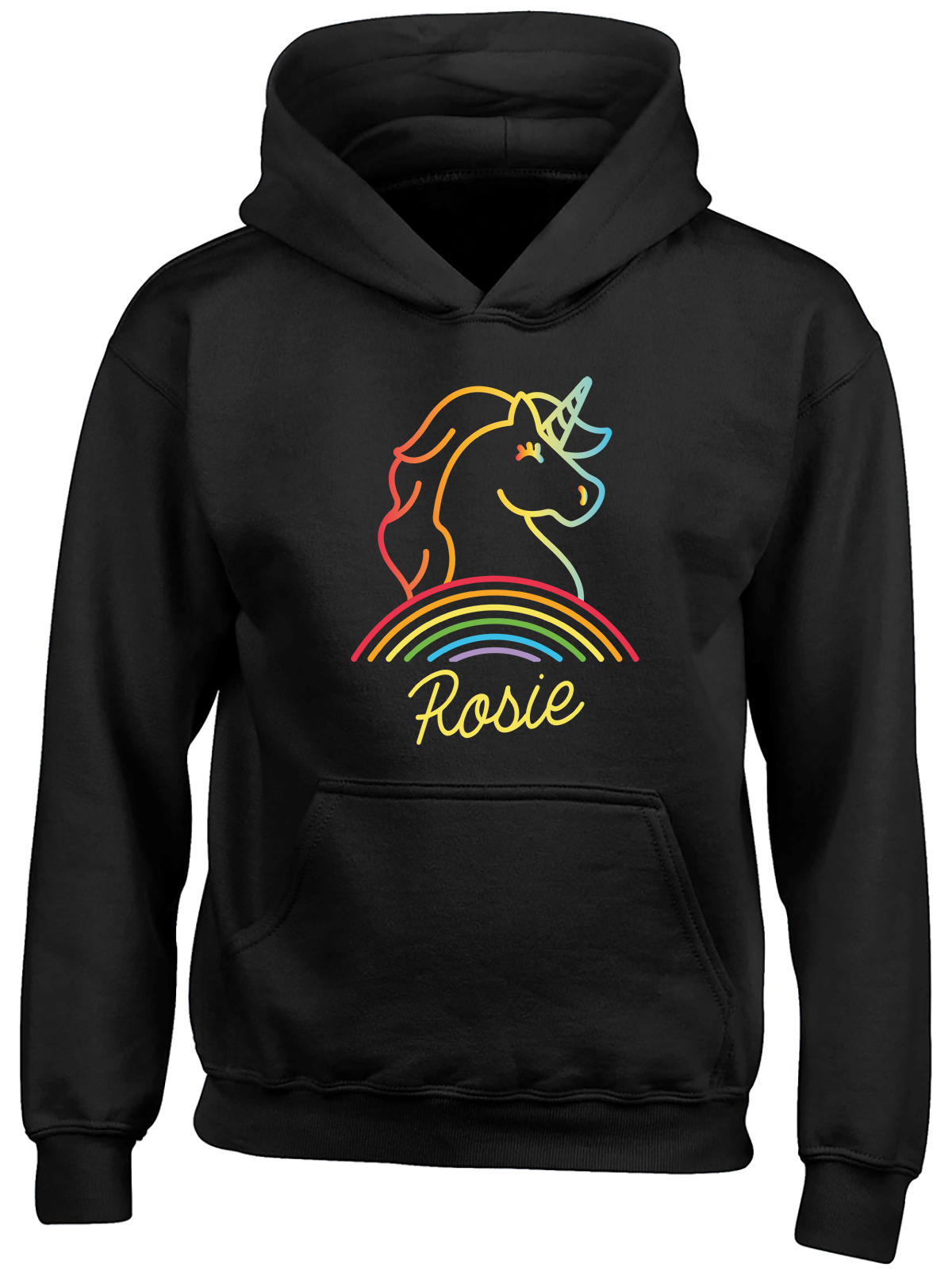 Felpa con cappuccio personalizzata unicorno arcobaleno bambini qualsiasi nome ragazzi ragazze regalo top
