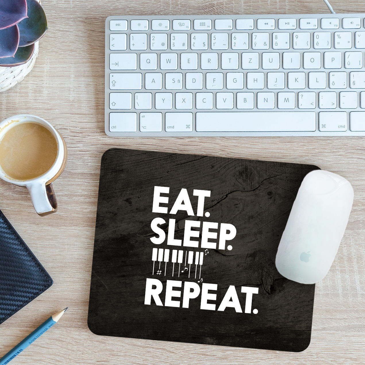 Piano Mouse Mat Pad Eat Sleep Piano Repeat Gift 24cm x 19cm | eBay